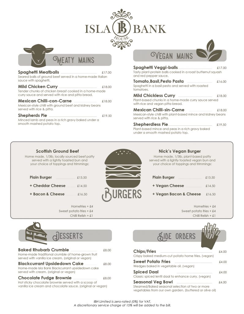 Menu - Isla Bank House